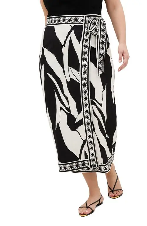 City Chic Printed Wrap Maxi Skirt - Mirage