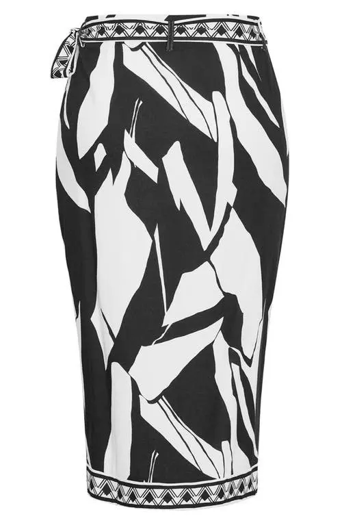 City Chic Printed Wrap Maxi Skirt
