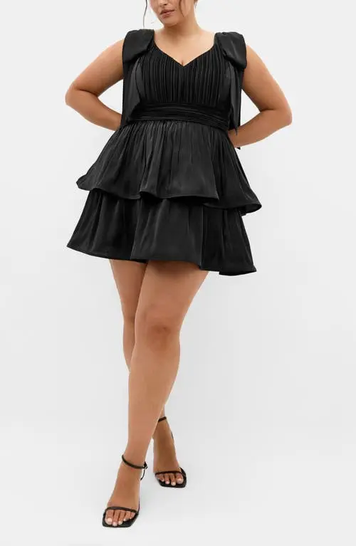 City Chic Betty Bow Cocktail Mini Dress - Black