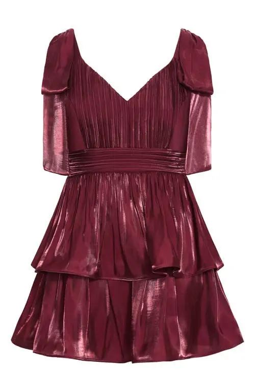 City Chic Betty Bow Cocktail Mini Dress - Dark Cherry