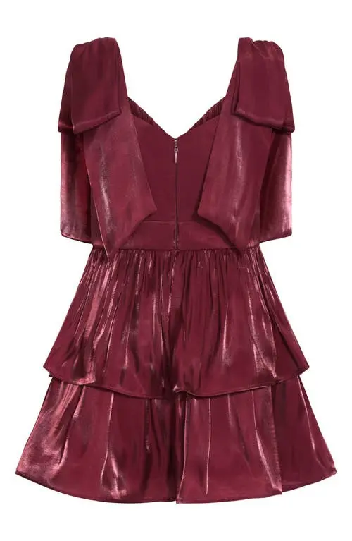 City Chic Betty Bow Cocktail Mini Dress - Dark Cherry