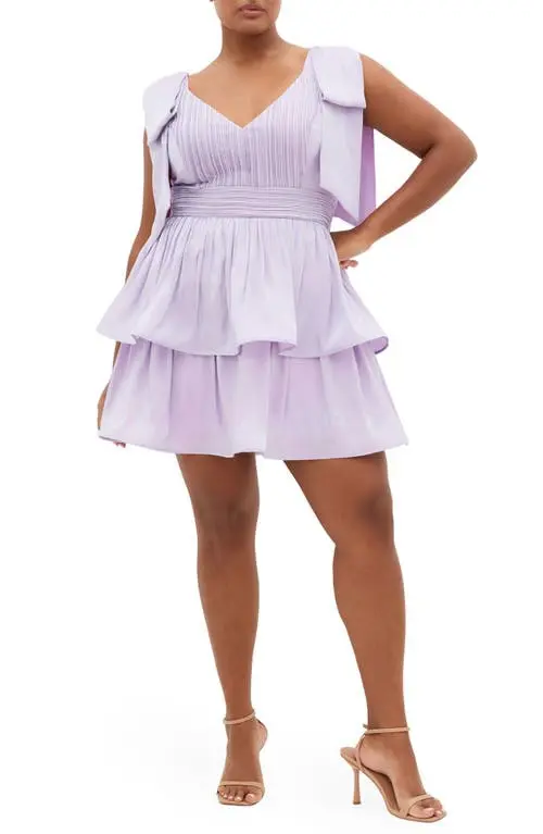 City Chic Betty Bow Cocktail Mini Dress - Lilac