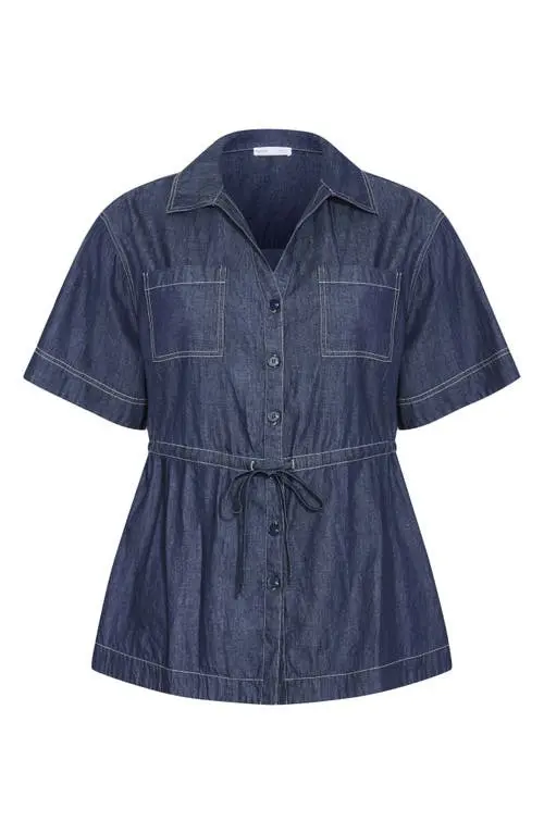 City Chic Tie Waist Denim Shirt