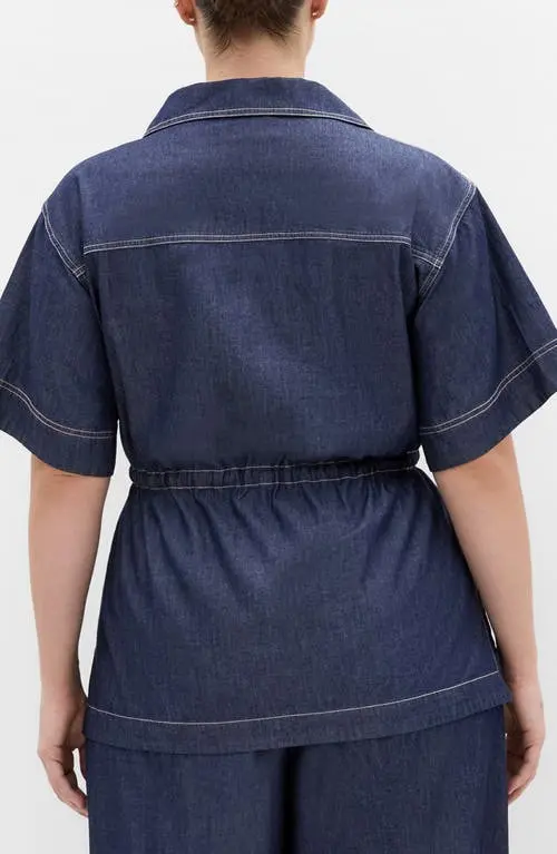 City Chic Tie Waist Denim Shirt