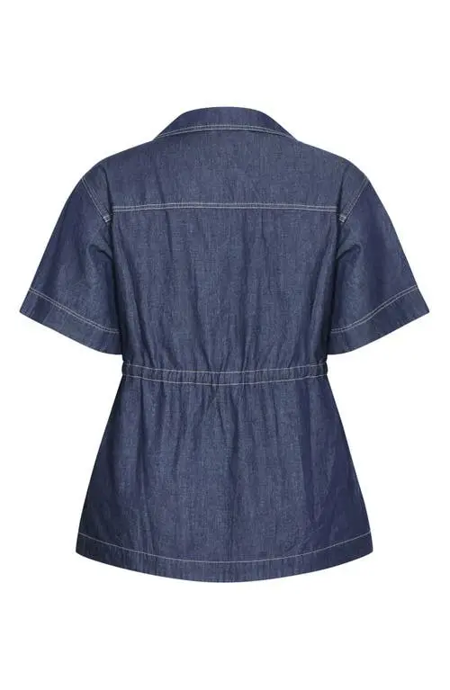 City Chic Tie Waist Denim Shirt