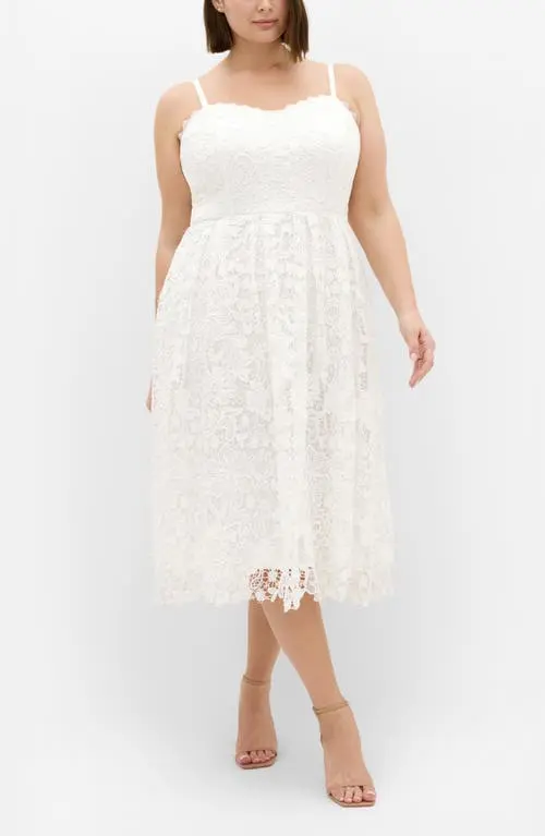 City Chic Scarlet Lace Midi Dress - Ivory