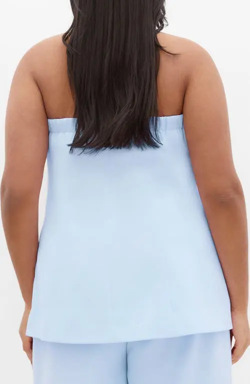 City Chic Cutaway Hem Strapless Top - Sky Blue
