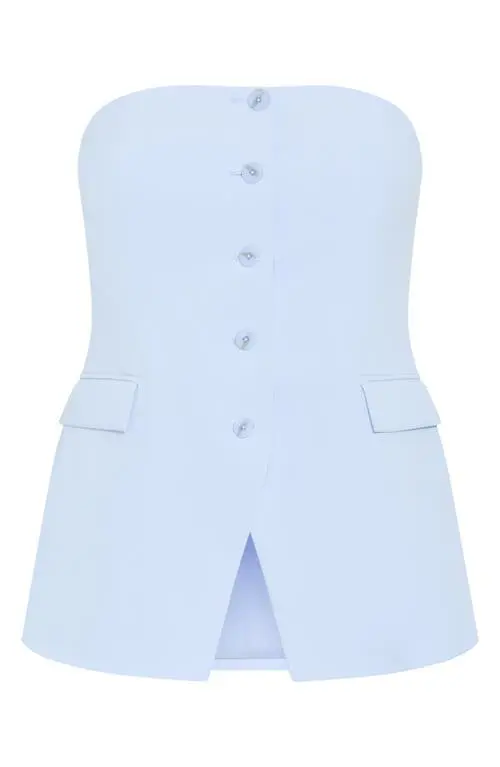 City Chic Cutaway Hem Strapless Top - Sky Blue