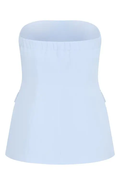 City Chic Cutaway Hem Strapless Top - Sky Blue