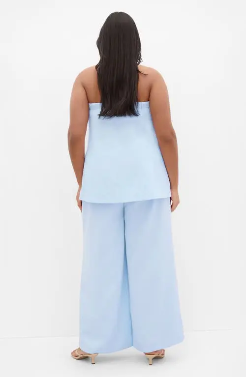 City Chic Cutaway Hem Strapless Top - Sky Blue