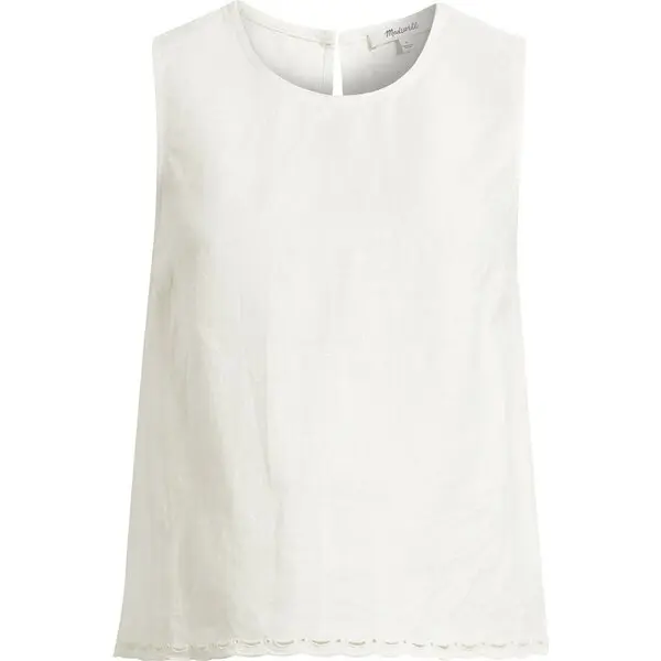 Madewell Lace Trim Pleated Linen Shell Top - Ivory Linen