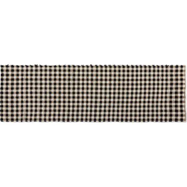 MACKENZIE-CHILDS Natural Black & White Checked Runner - Beige