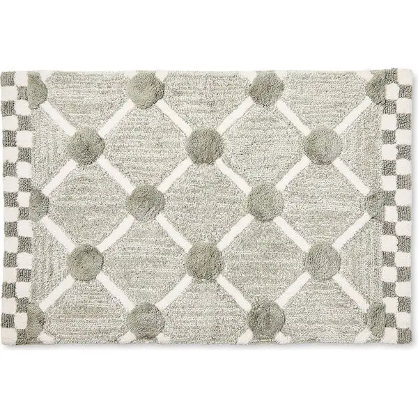 MACKENZIE-CHILDS Lattice Dot Bath Rug - Grey