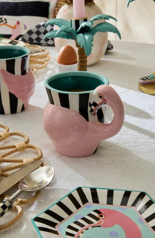 MACKENZIE-CHILDS Patience Brewster Sheila Flamingo Ceramic Mug