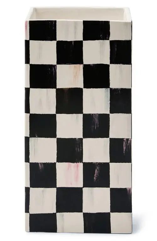 MACKENZIE-CHILDS Courtly Check Pillar Vase - Black