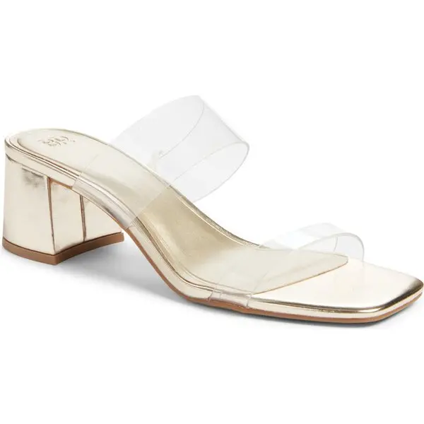 Bp. Lulu Block Heel Slide Sandal - Gold Light Metallic