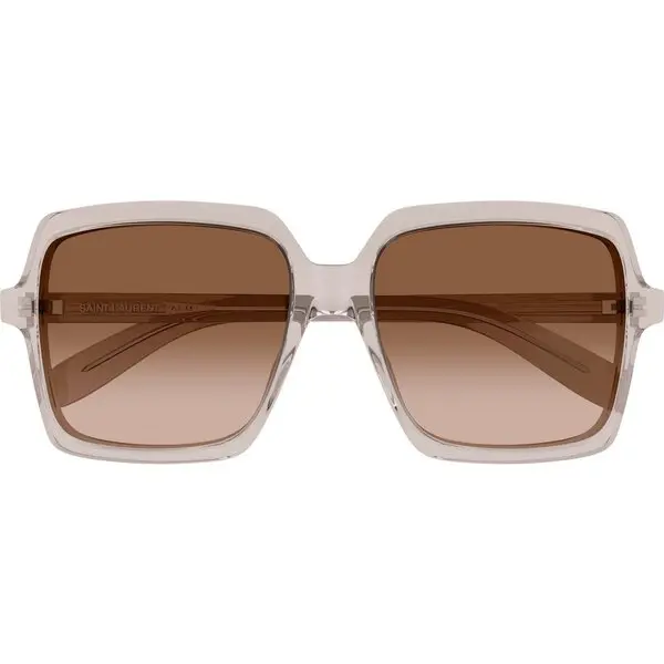 Saint Laurent 56mm Gradient Square Sunglasses - Beige