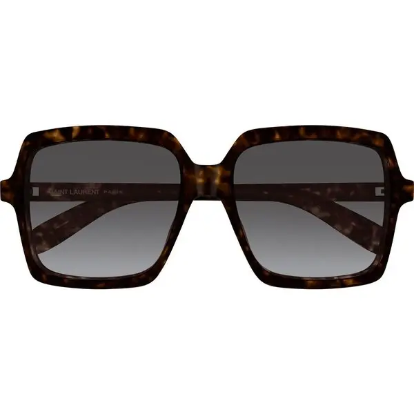 Saint Laurent 56mm Gradient Square Sunglasses - Havana