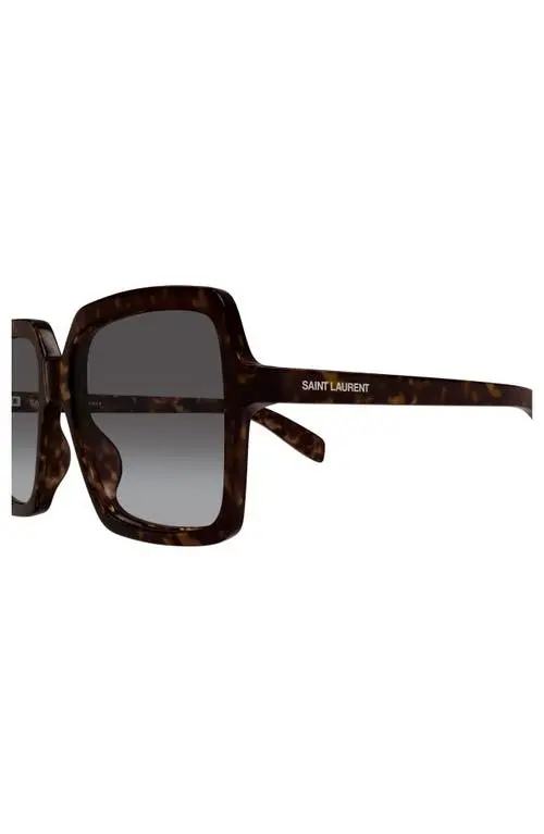 Saint Laurent 56mm Gradient Square Sunglasses - Havana