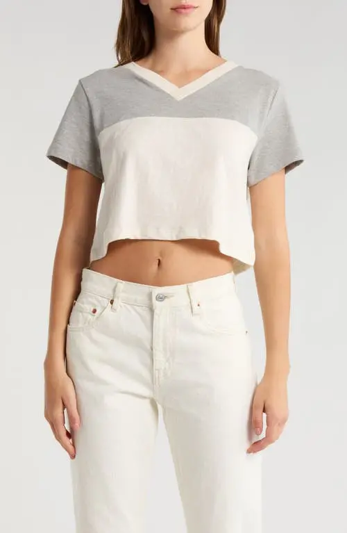 RE/DONE Contrast V-neck Crop T-shirt - Htgvinwhit