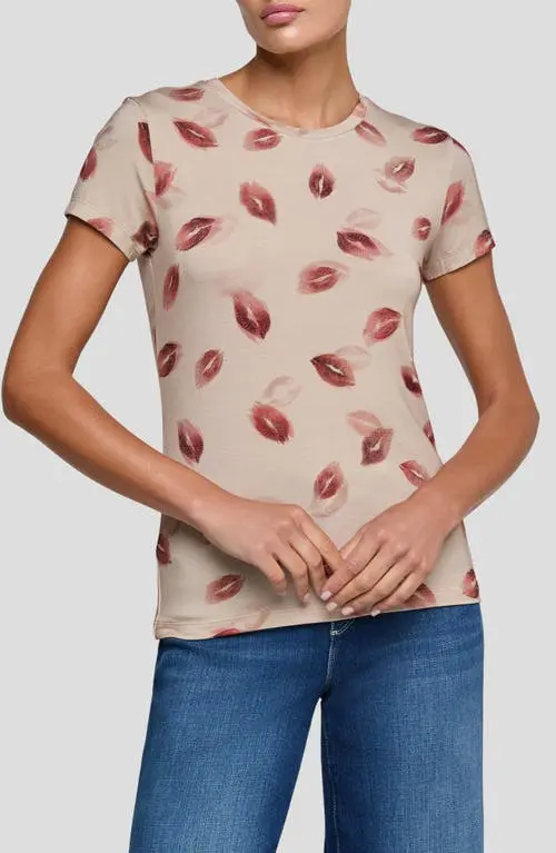 L'Agence Ressi Kiss Print T-shirt - Taupe/dk Red Fd Kiss