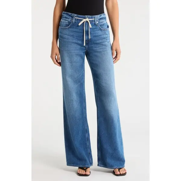 Paige Zoey Tie Waist Wide Leg Jeans - Serenite