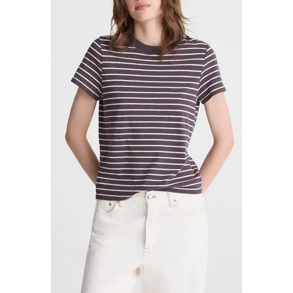 Madewell Stripe Relaxed Cotton Jersey T-shirt - Chocolate Plum