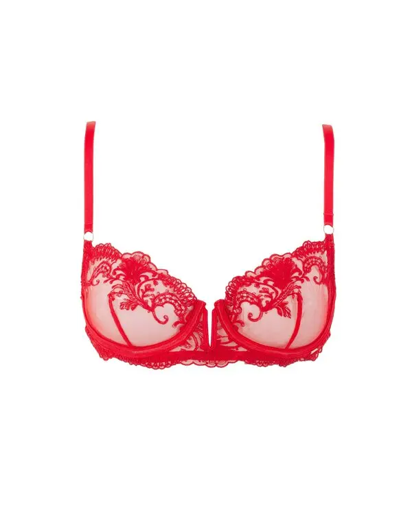 Bluebella Marseille Embroidered Sheer Bra - Red
