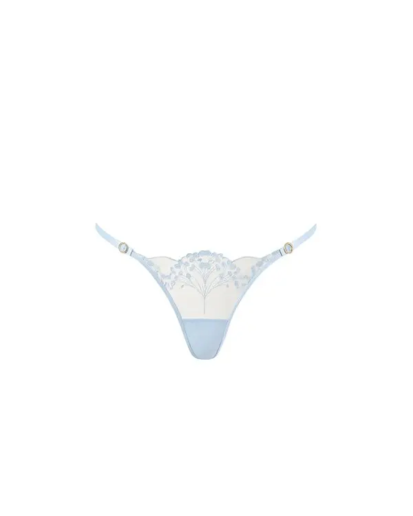 Bluebella Marisa Embroidered Sheer Thong - Blue