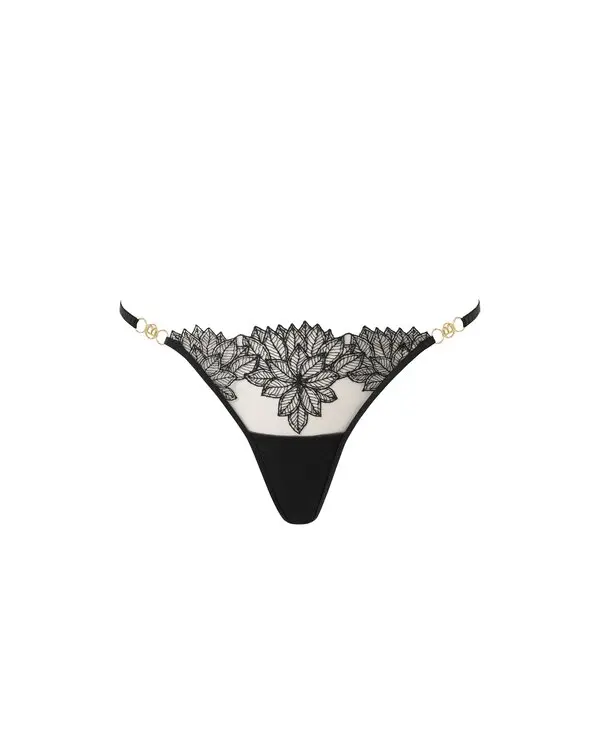 Bluebella Inaya Sheer Floral Thong - Black