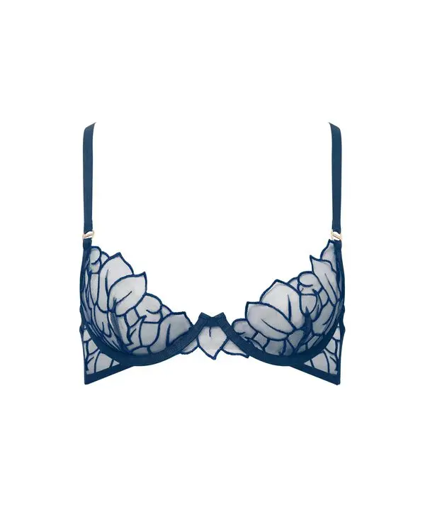 Bluebella Laurel Sheer Floral Bra Navy - Blue