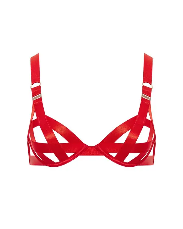 Bluebella Ariana Satin Strappy Bra - Red