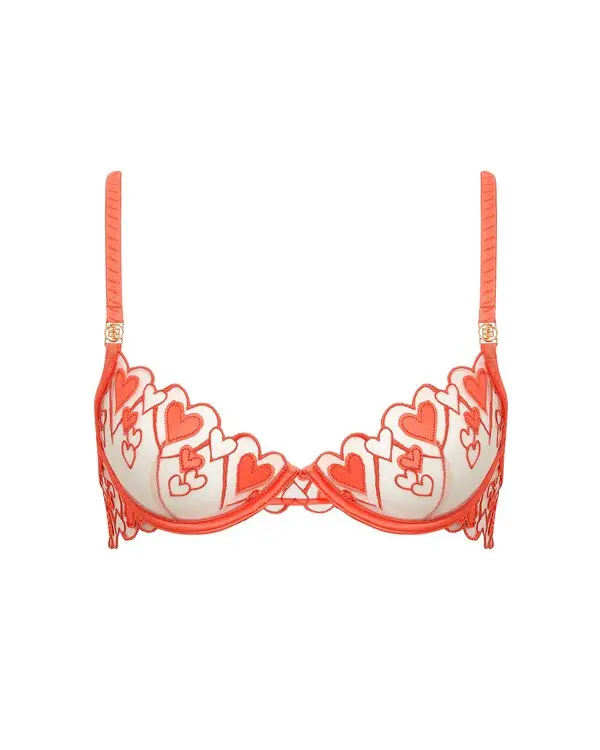 Bluebella Harlow Heart Embroidered Bra Coral - Orange