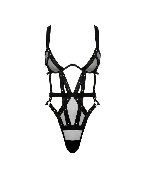 Bluebella Sana Open Strappy Bodysuit - Black