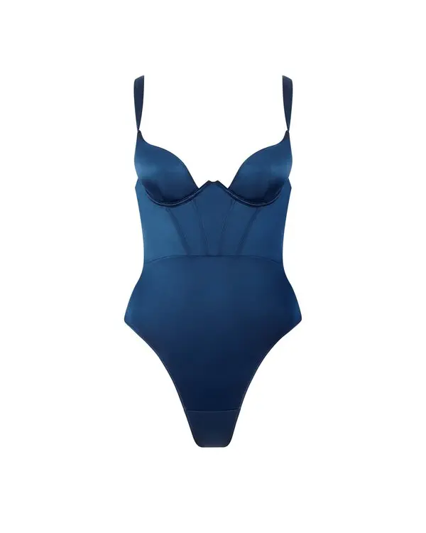 Bluebella Verona Satin Push Up Bodysuit - Blue
