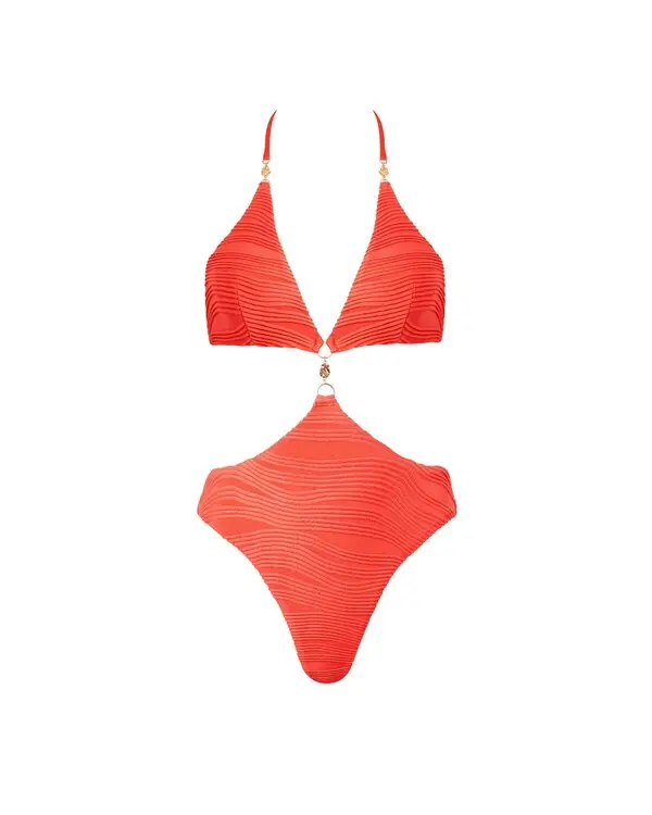Bluebella Orta Plunge Cut-out Swimsuit - Orange