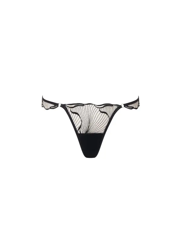 Bluebella Marabel Embroidered Sheer Thong - Black