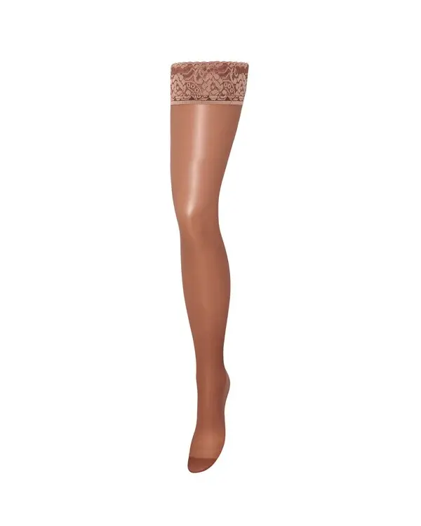 Bluebella Plain Leg Lace Top Thigh Highs - Brown