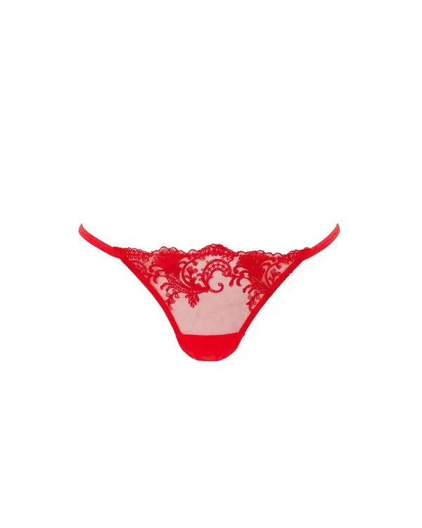 Bluebella Marseille Embroidered Sheer Thong - Red