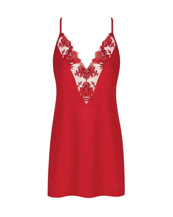Bluebella Lavanya Satin Embroidered Chemise - Red