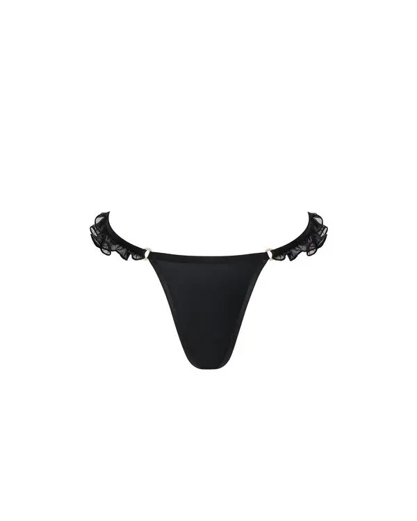 Bluebella Venus Satin Thong - Black