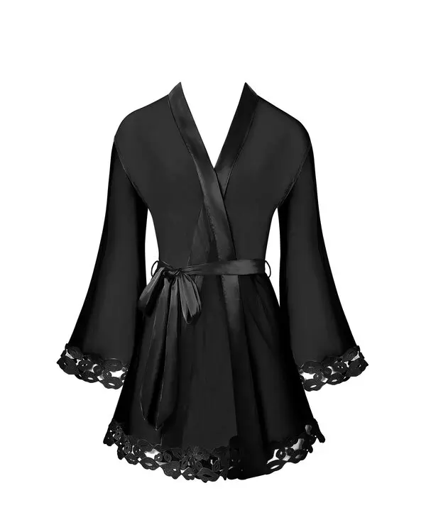 Bluebella Marian Chiffon Embroidered Kimono - Black