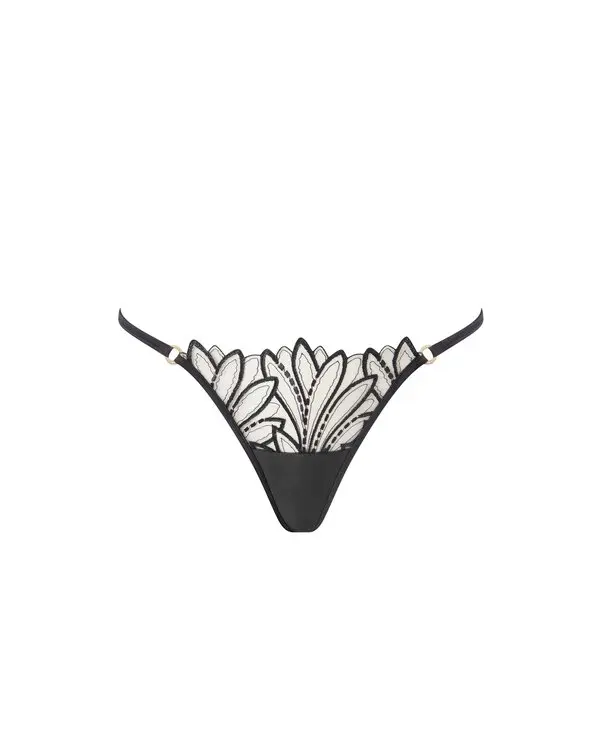 Bluebella Pavlina Floral Embroidered Thong - Black