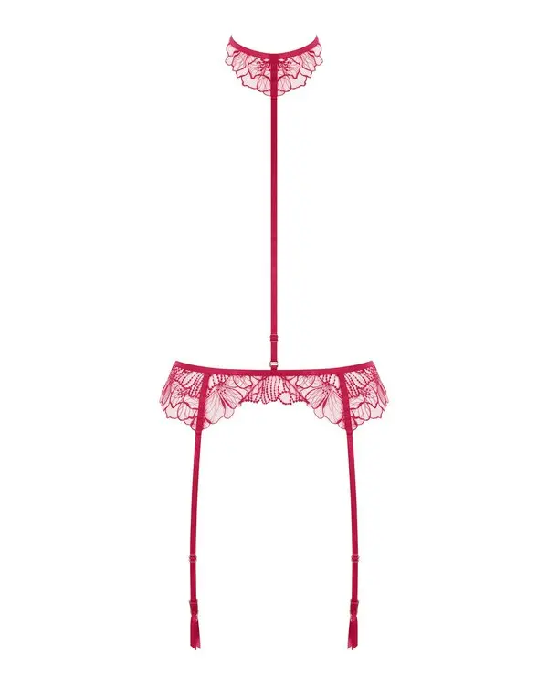 Bluebella Amarosa Garter Belt Harness With Detachable Collar - Pink