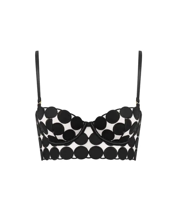 Bluebella Lia Polka Dot Longline Bra - Black