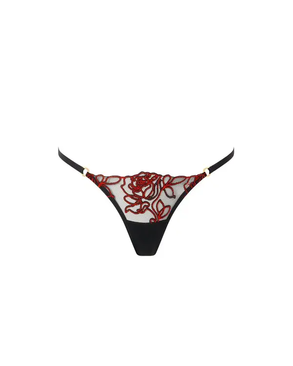 Bluebella Malina Sheer Floral Thong /red - Black