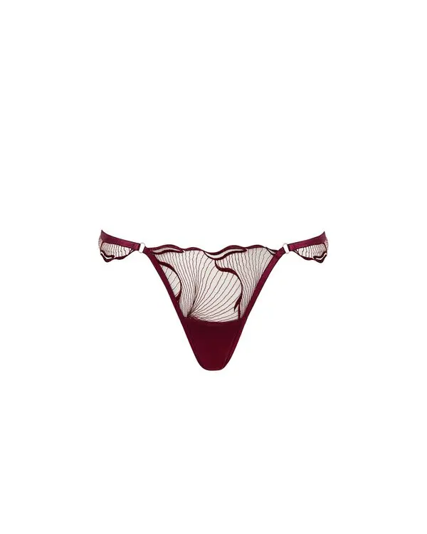 Bluebella Marabel Embroidered Sheer Thong Cherry - Red