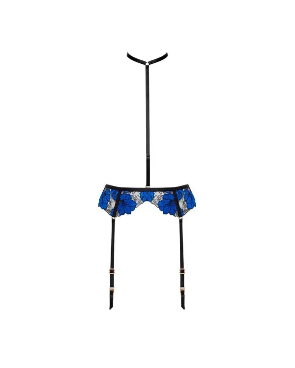 Bluebella Sorento Garter Belt Harness With Detachable Collar - Blue