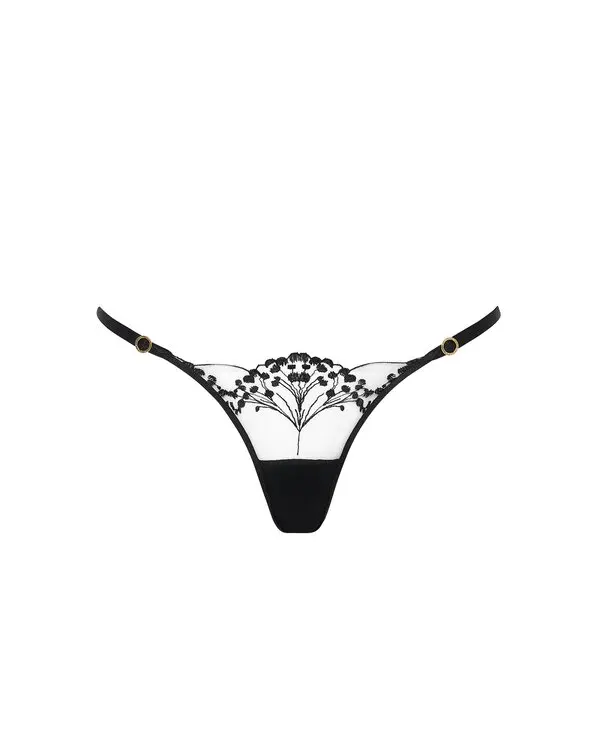 Bluebella Marisa Embroidered Sheer Thong - Black