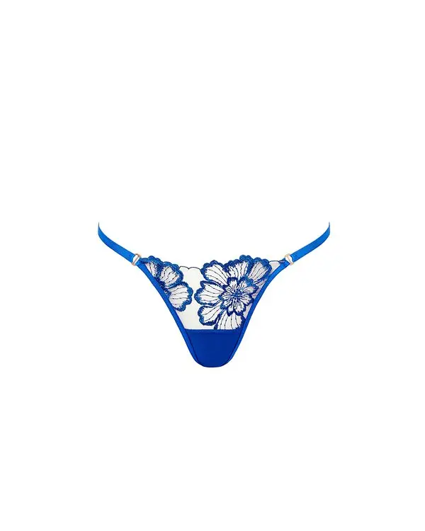 Bluebella Catalina Embroidered Sheer Thong - Blue